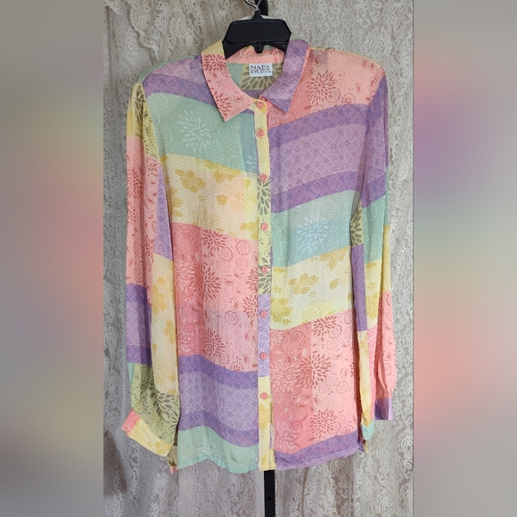 napa studio | Tops | Napa Studio Color Block Peach Purple Tunic Top ...